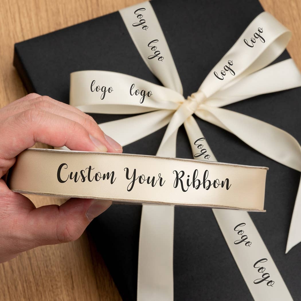 Custom Satin Ribbon 100Yards Personalized Ribbon with Logo Single Color Logo Printing Ribbon for Wedding Gift Wrapping Baby Shower and Advertise Your Business PrintTailors