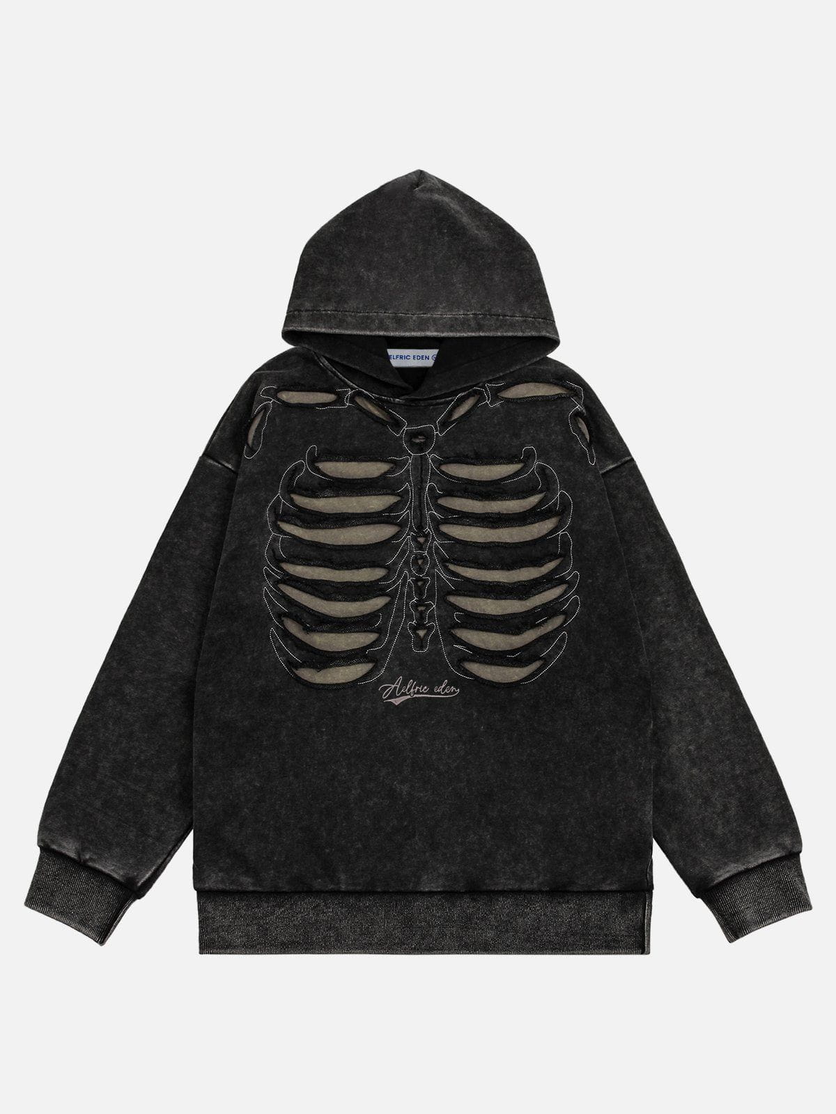 [Pre-Order] Distressed Skeleton Elements Hoodie – Hushaed