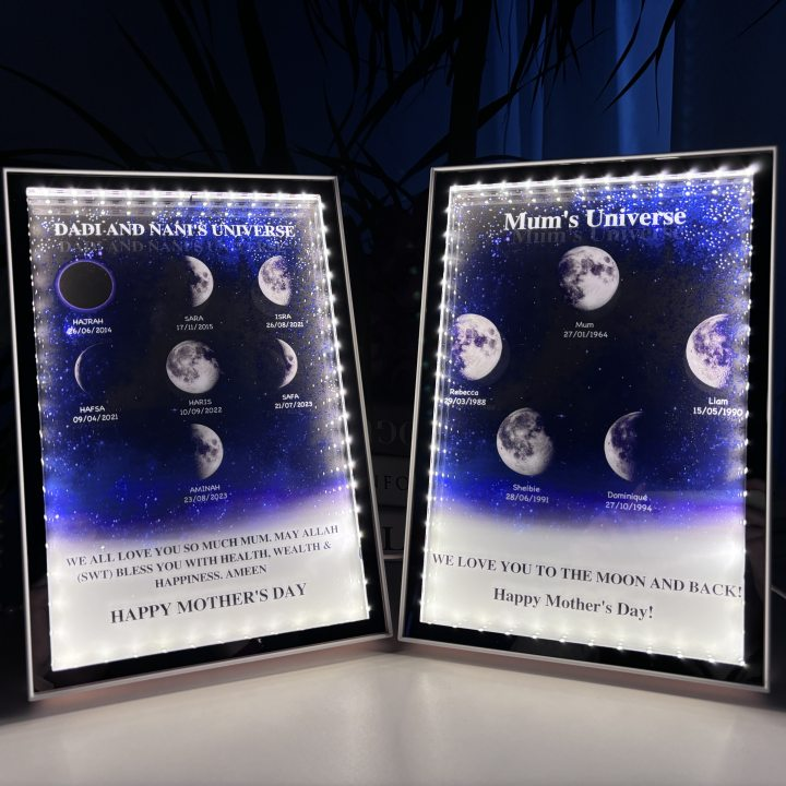 Mummy's Universe - Personalised Customised Starry Moon Phase Mirror Li ...