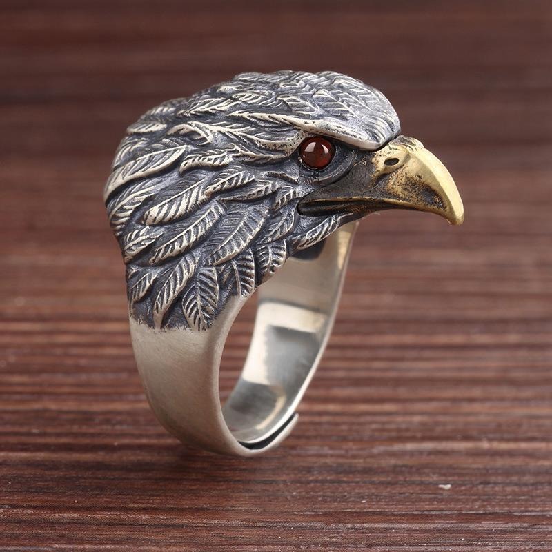 Hawk Ring Red Eye Eagle Ring