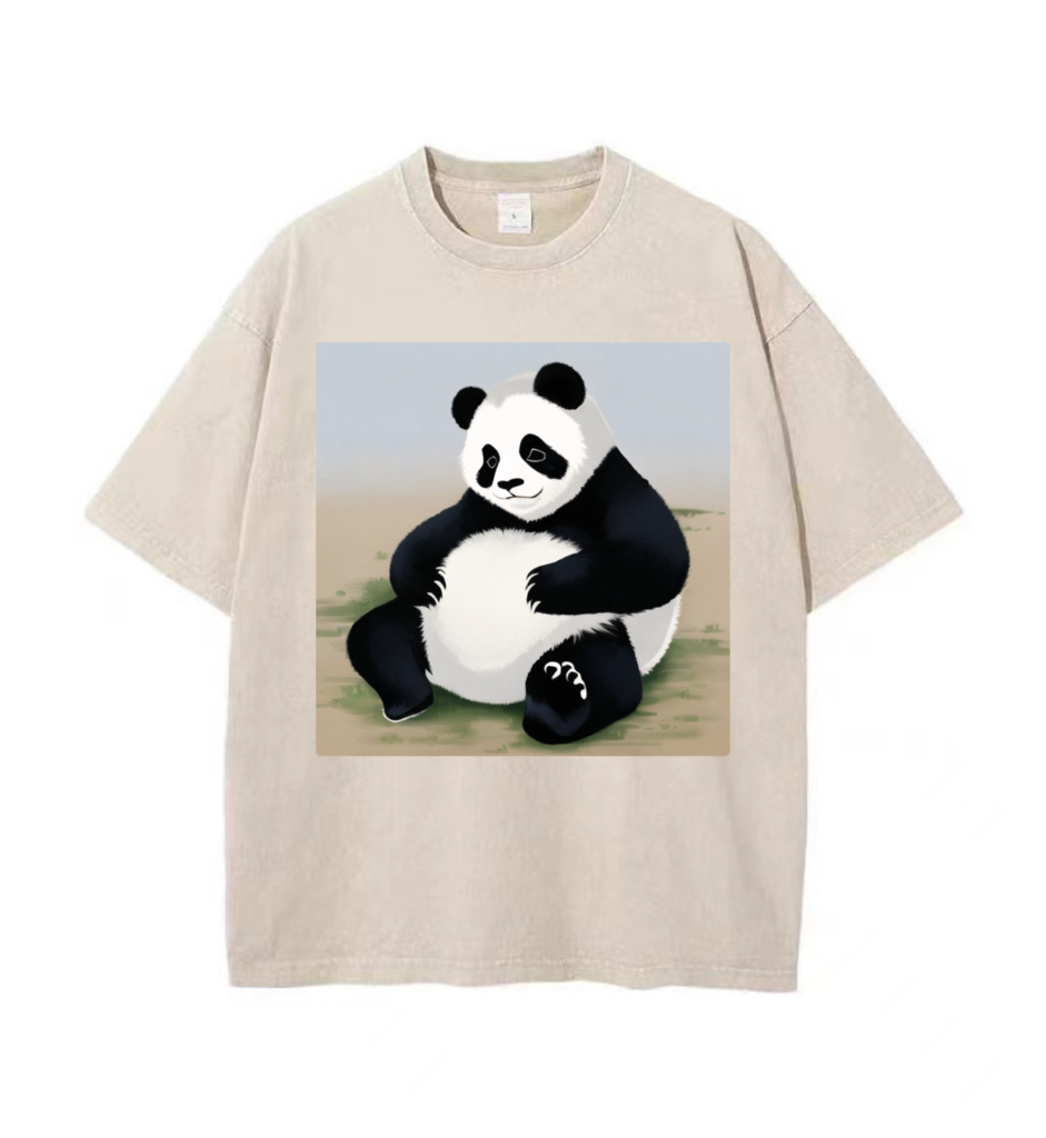 Panda Washed T-Shirt - Rub My Round Belly