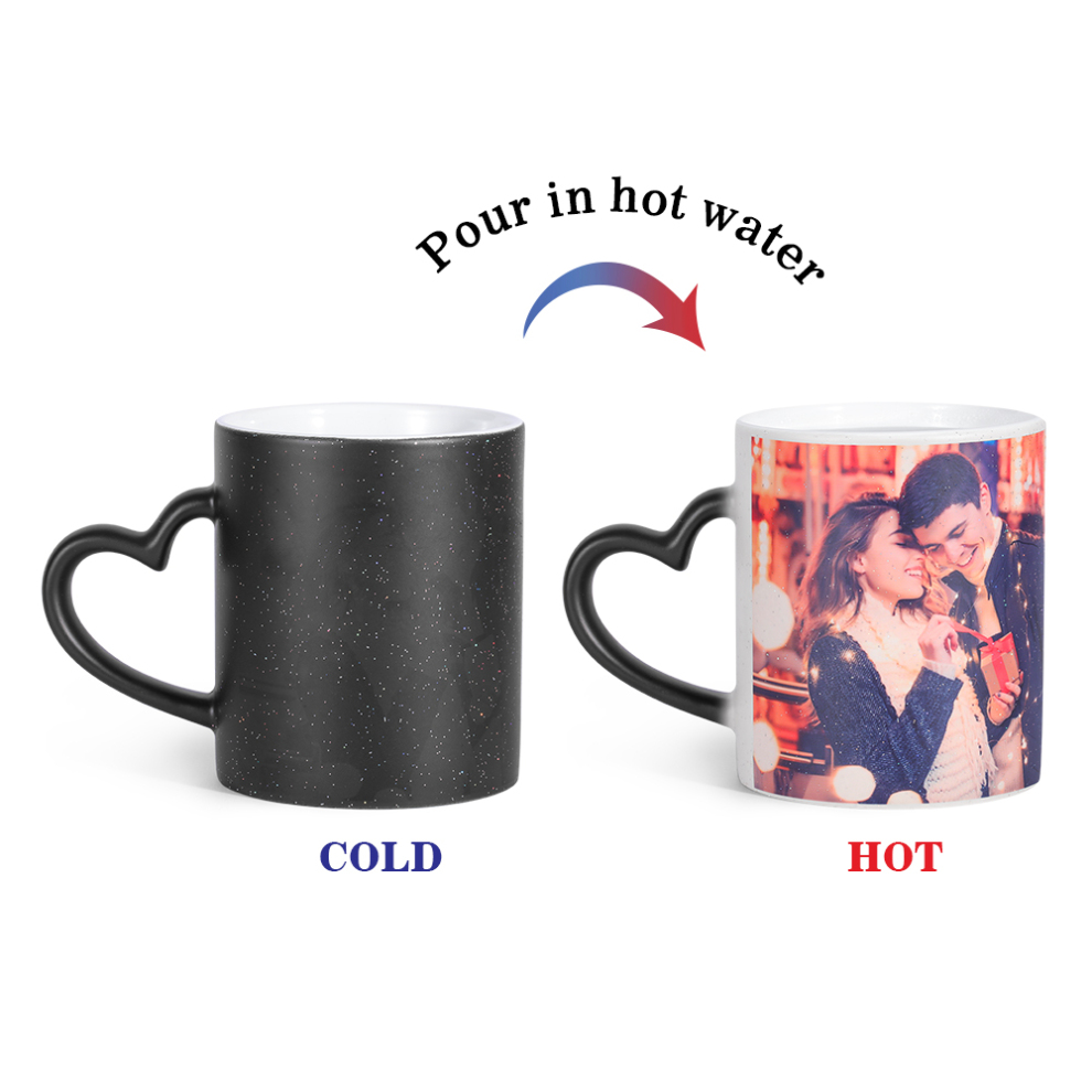Personalised Magic Color Change Mug Heart Custom Photo Cup – Lorajewel