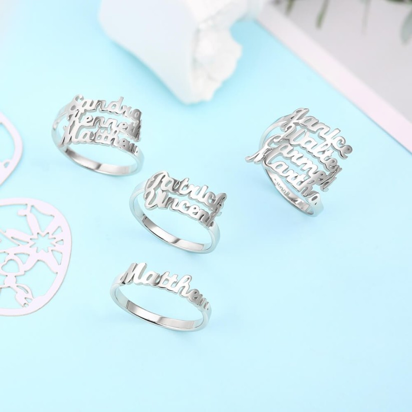Personalized Name Ring Custom Rings with 4 Names Mother Ring Perfect ...