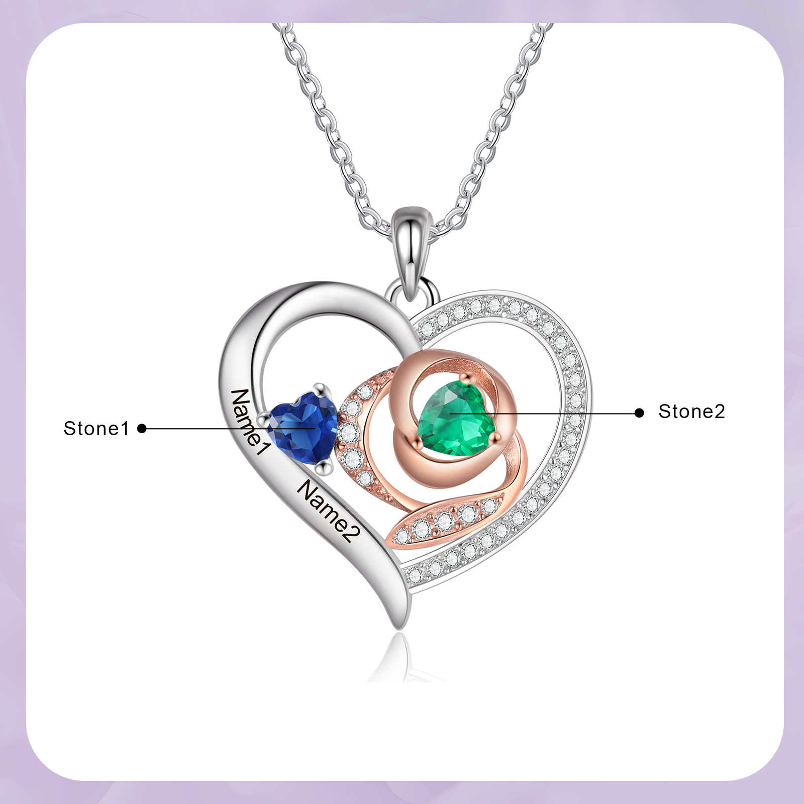 Heart shaped birthstone necklace store