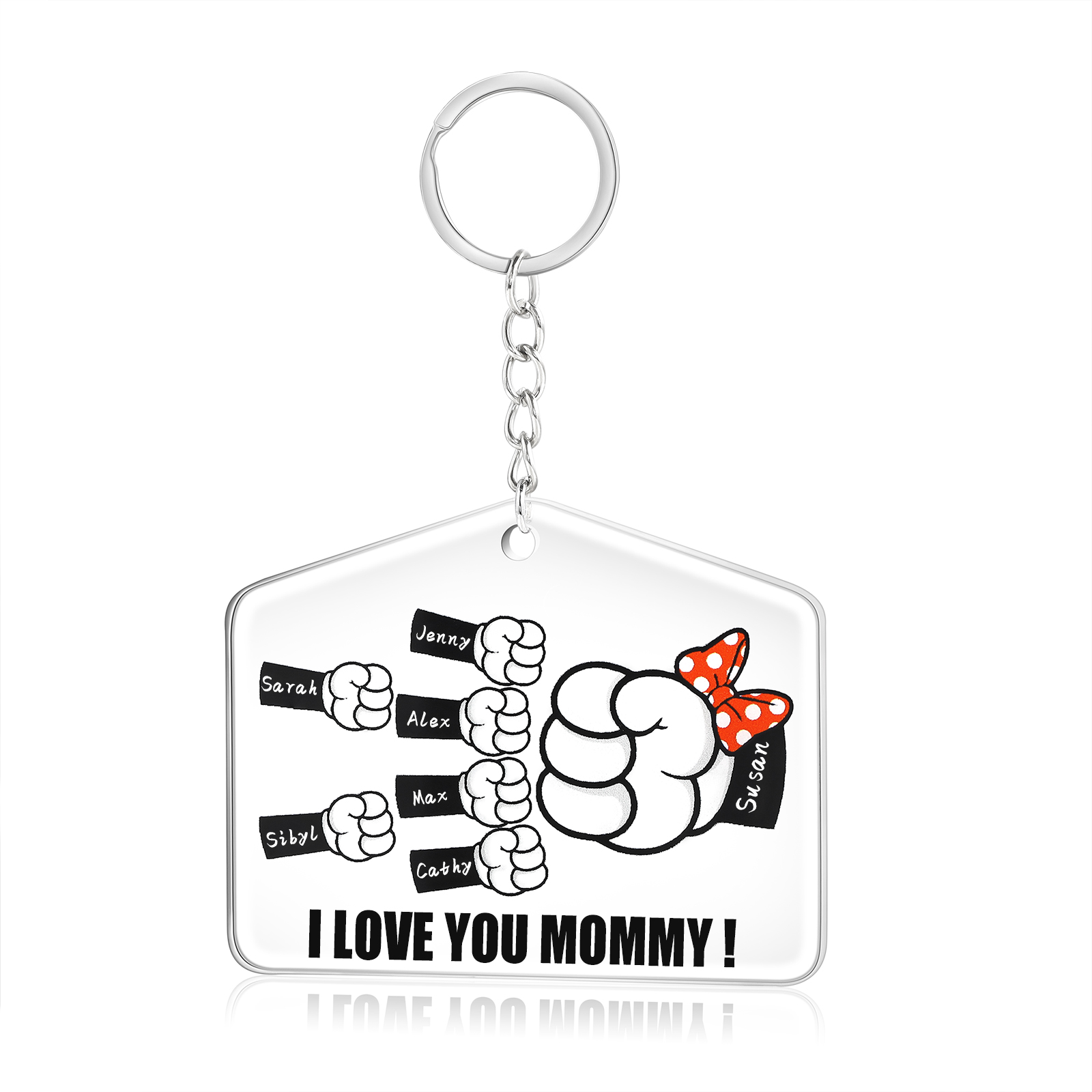 7 Names Personalised Acrylic Family Fist Keyring Custom Special Name Keyring Gift For Family