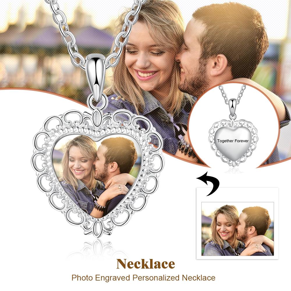 Personalised Heart Necklace Custom Photo Necklace Gifts For Her