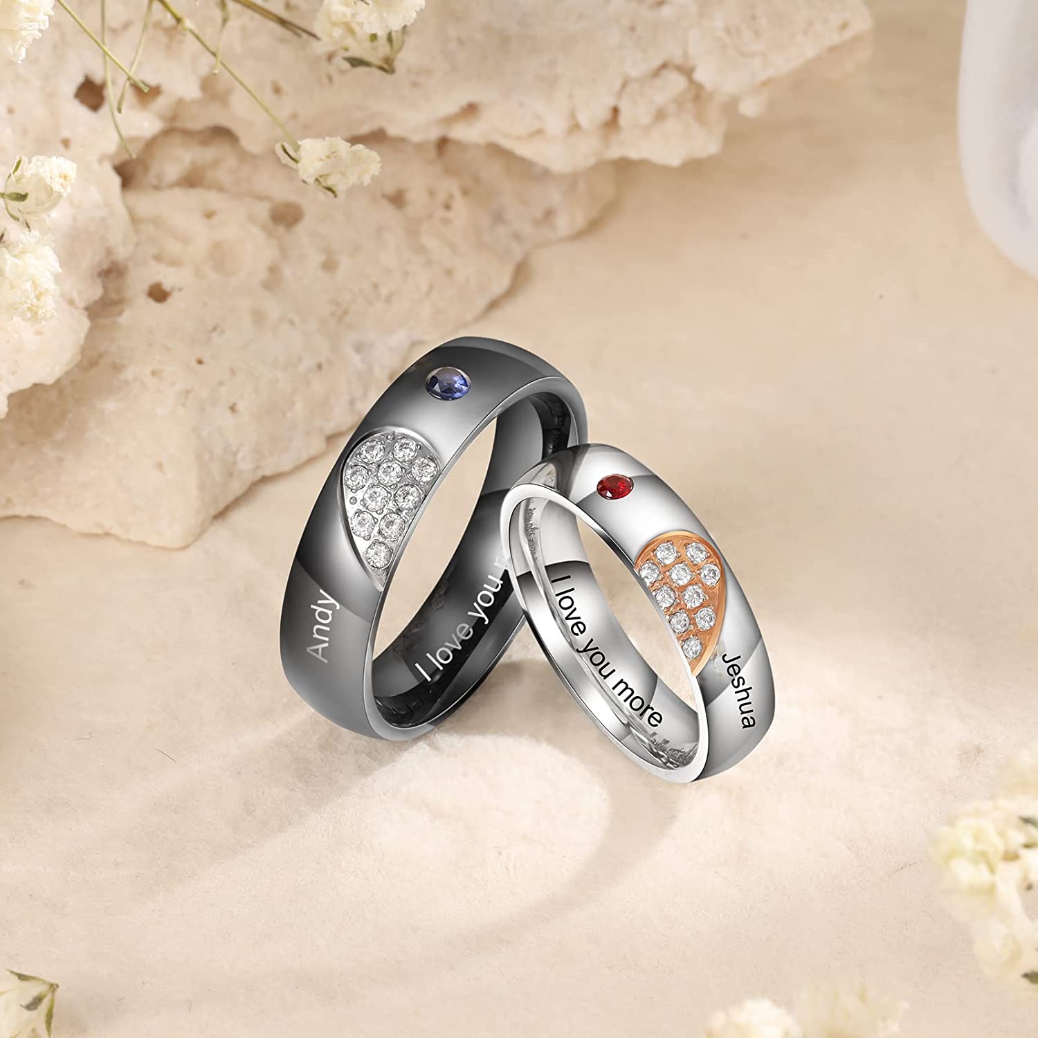 Customized Couple Ring Engrave Love Message Matching Rings Gift for Couple Friends BBF