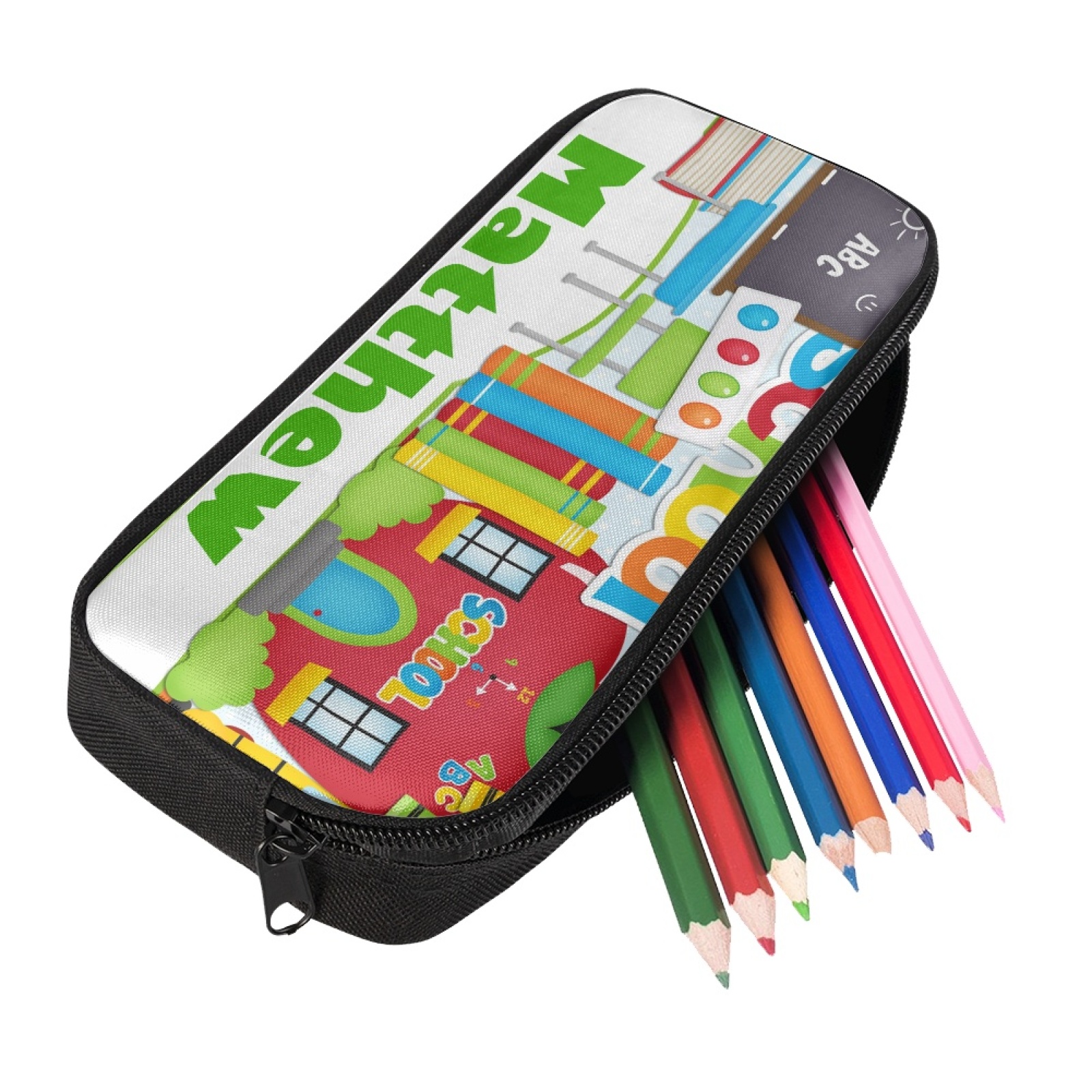 Personalised Green Name Pencil Case Customized Car Pen Case For Kids