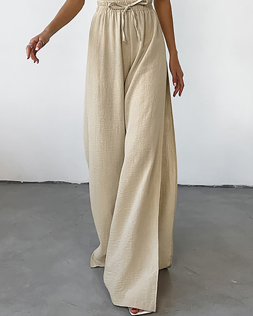 Solid color simple wide-leg trousers – Kunmcq