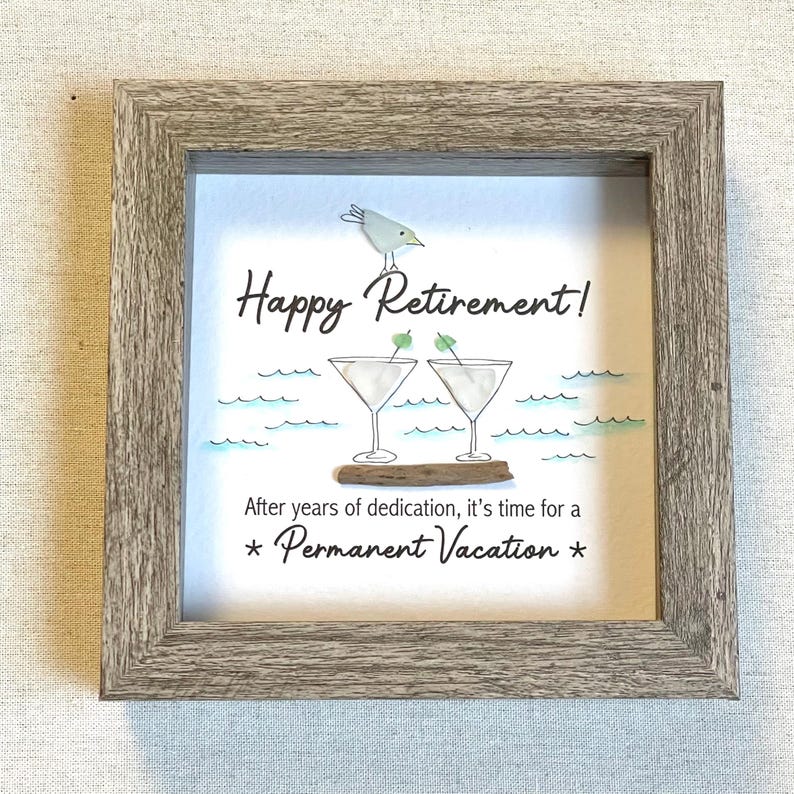 "Happy Retirement" Sea Glass Art