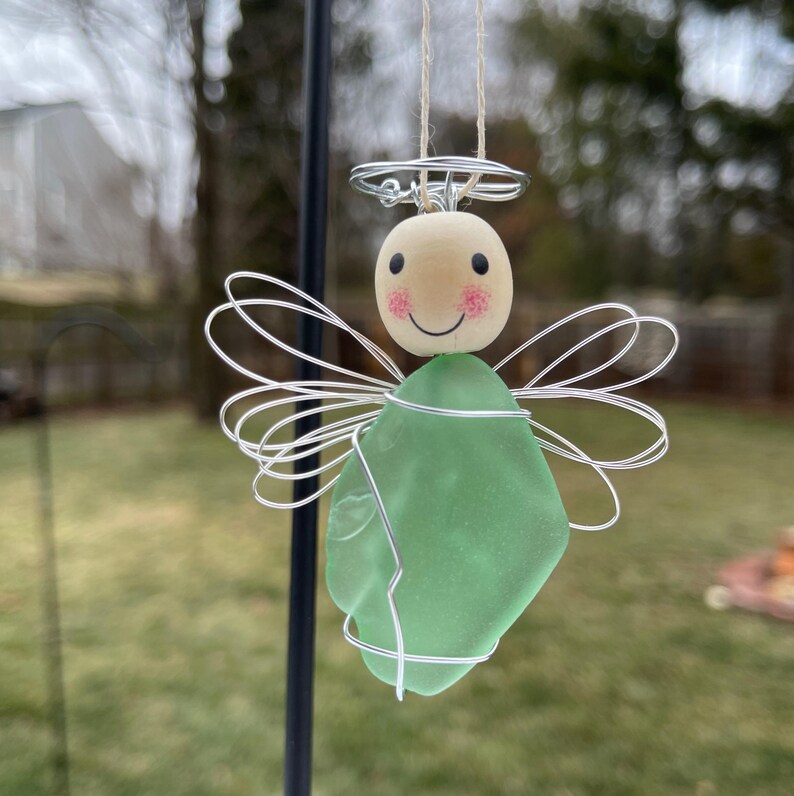 Handmade Sea Glass Angel Christmas Ornament