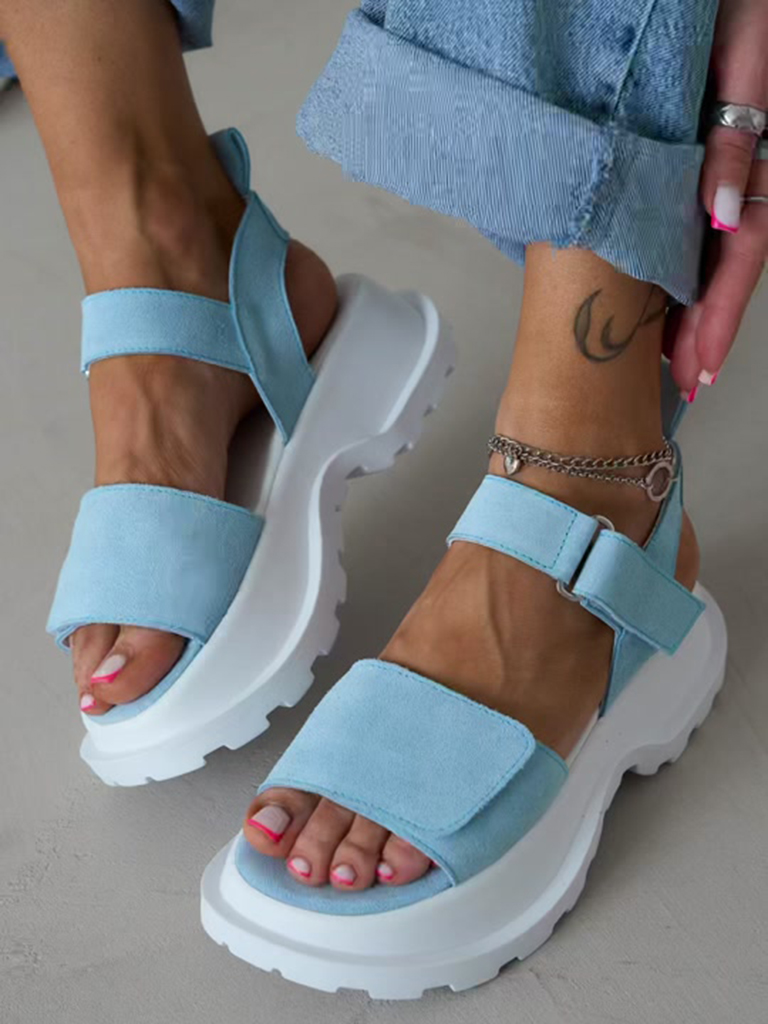 Glacier Blue Cross Velcro Buckle Casual Shoes