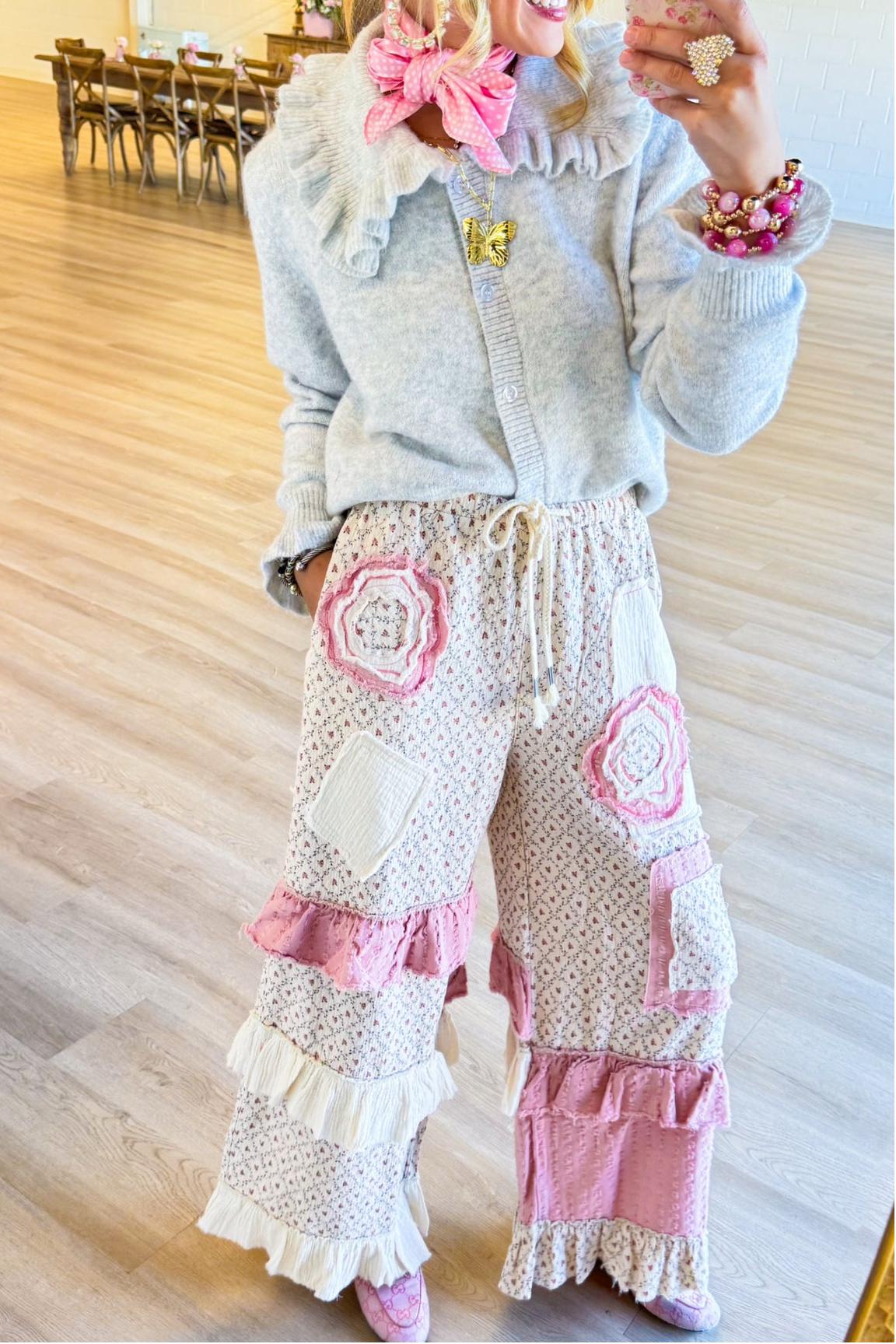 Natural and Pink Ruffle Patch Pants – Angelboutiques