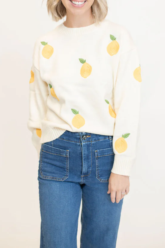Lemon Embroidered Sweater – Angelboutiques