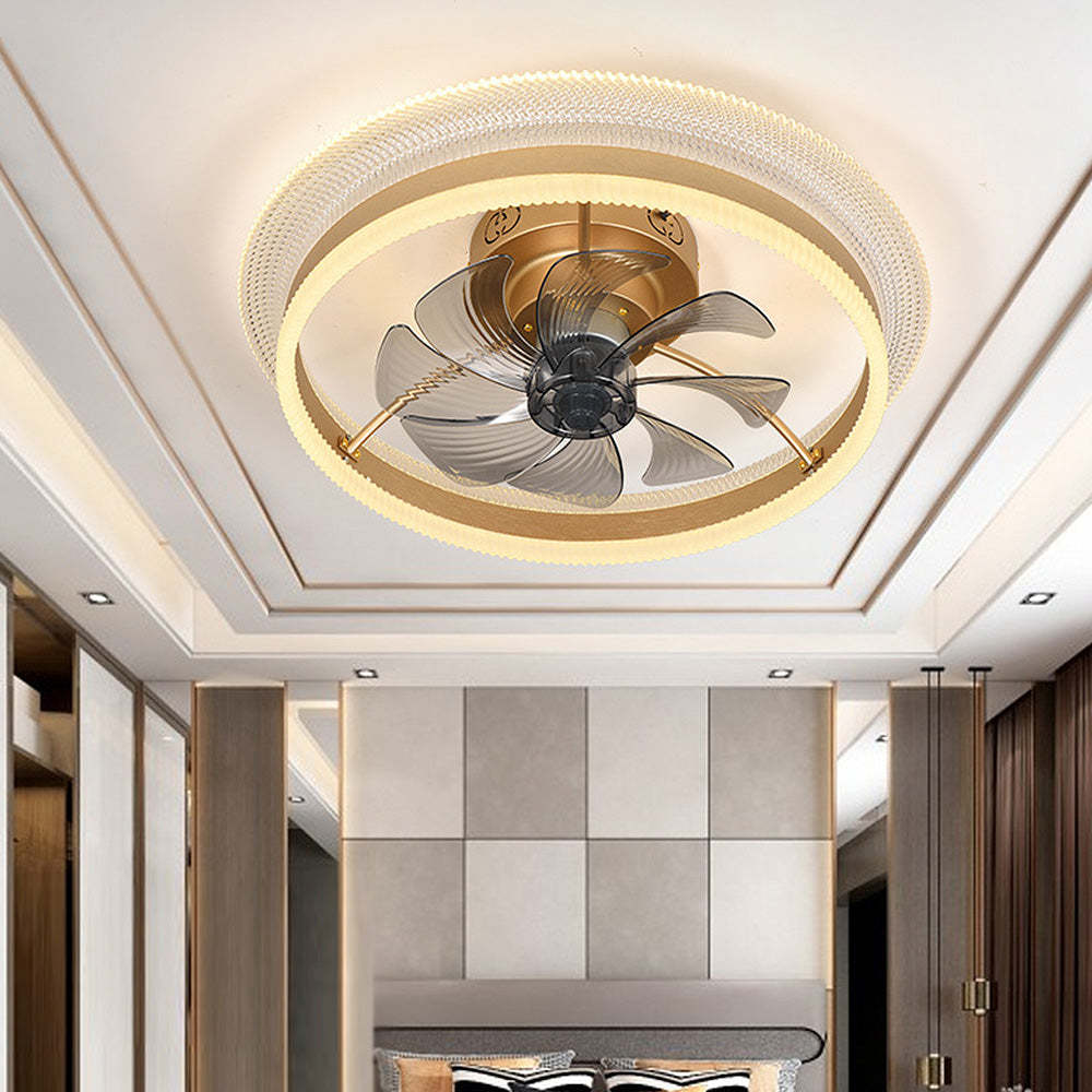 Homdiy Round Gold Simple Ceiling Fans with Lights LED Ceiling Fan ...