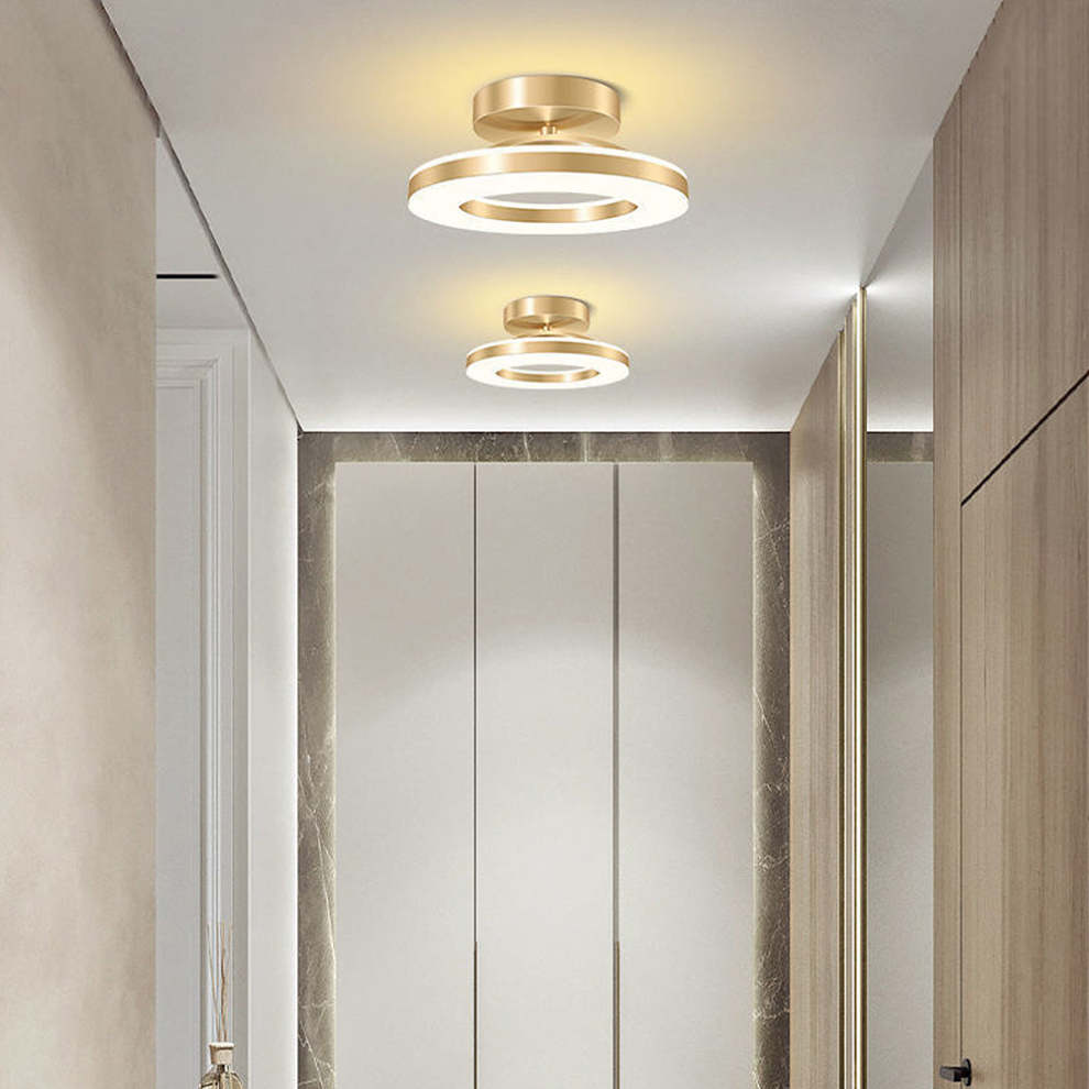 Homdiy Ceiling Lamp Modern Gold Iron Semi-Flush Hallway LED Ceiling ...