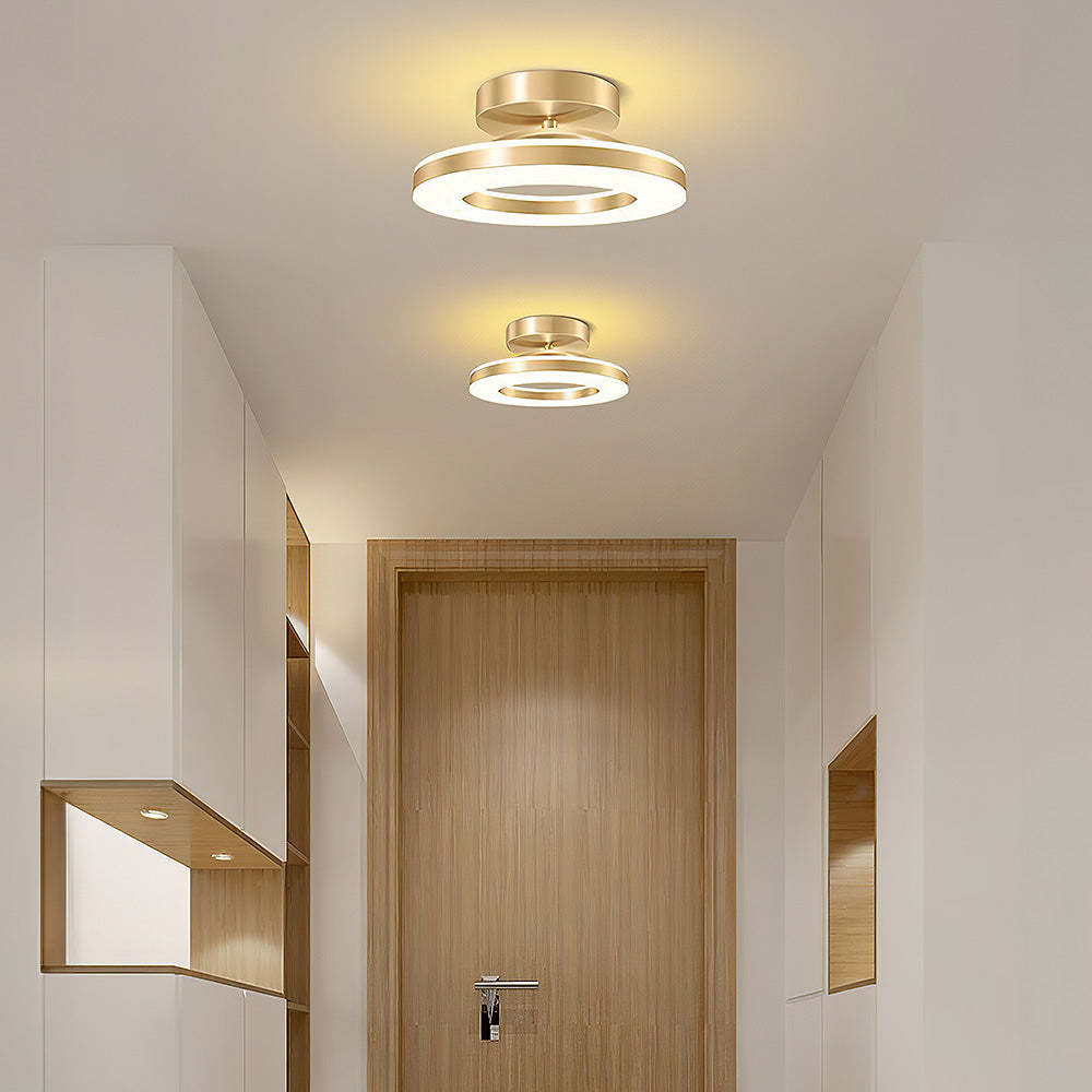 Homdiy Ceiling Lamp Modern Gold Iron Semi-Flush Hallway LED Ceiling ...