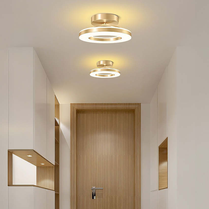 Homdiy Ceiling Lamp Modern Gold Iron Semi-Flush Hallway LED Ceiling ...