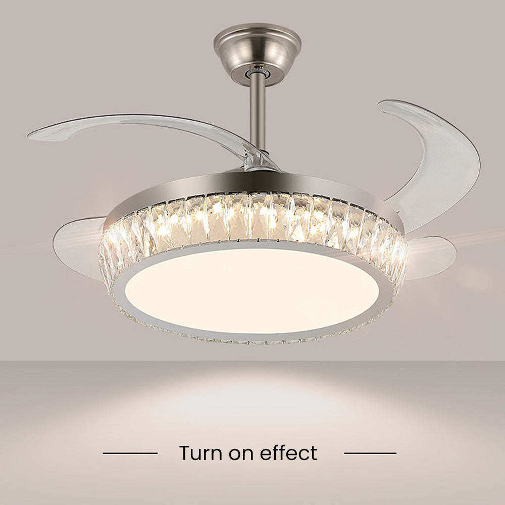Homdiy Modern Crystal Ceiling Fans with Lights Remote Control Ceiling ...