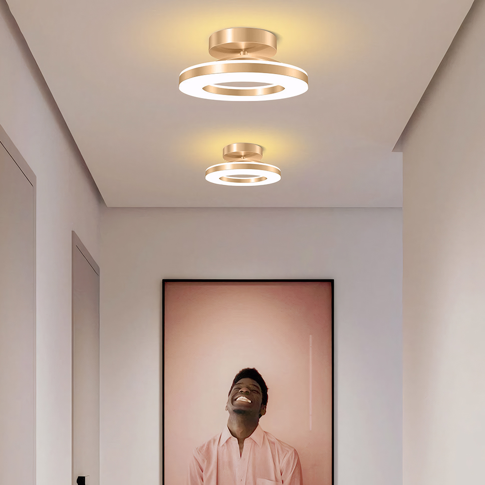 Homdiy Ceiling Lamp Modern Gold Iron Semi-Flush Hallway LED Ceiling ...