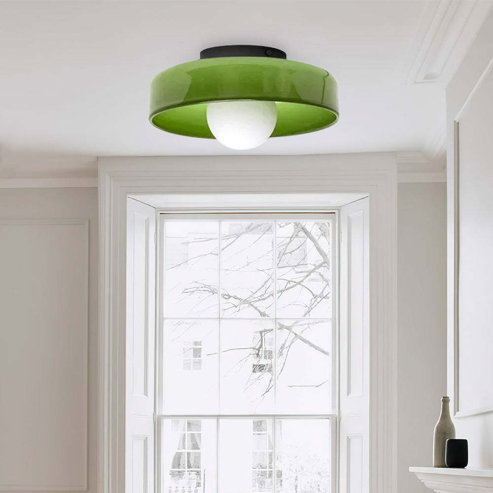 Homdiy Low Ceiling Light Glass Round LED Modern Flush Mount Ceiling ...