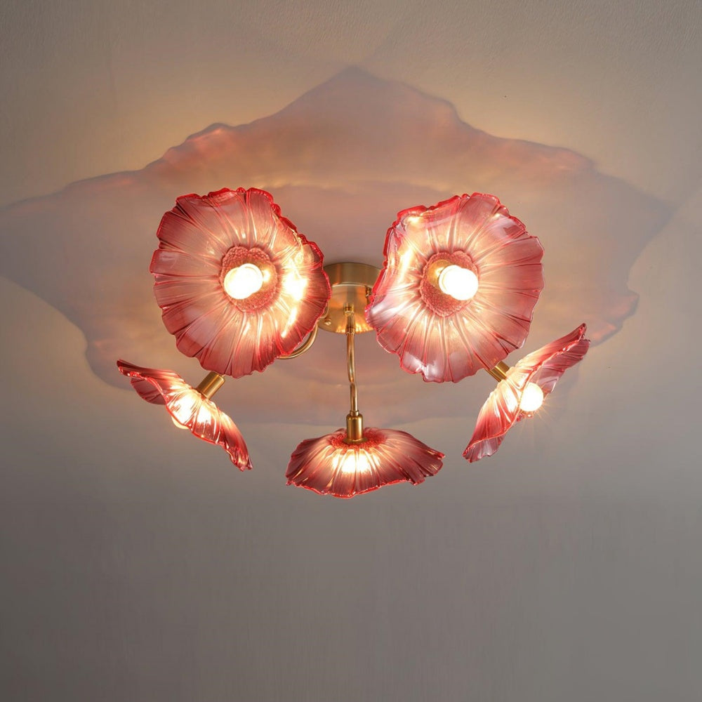 Lotus Leaf Glass Vintage Flower Ceiling Light