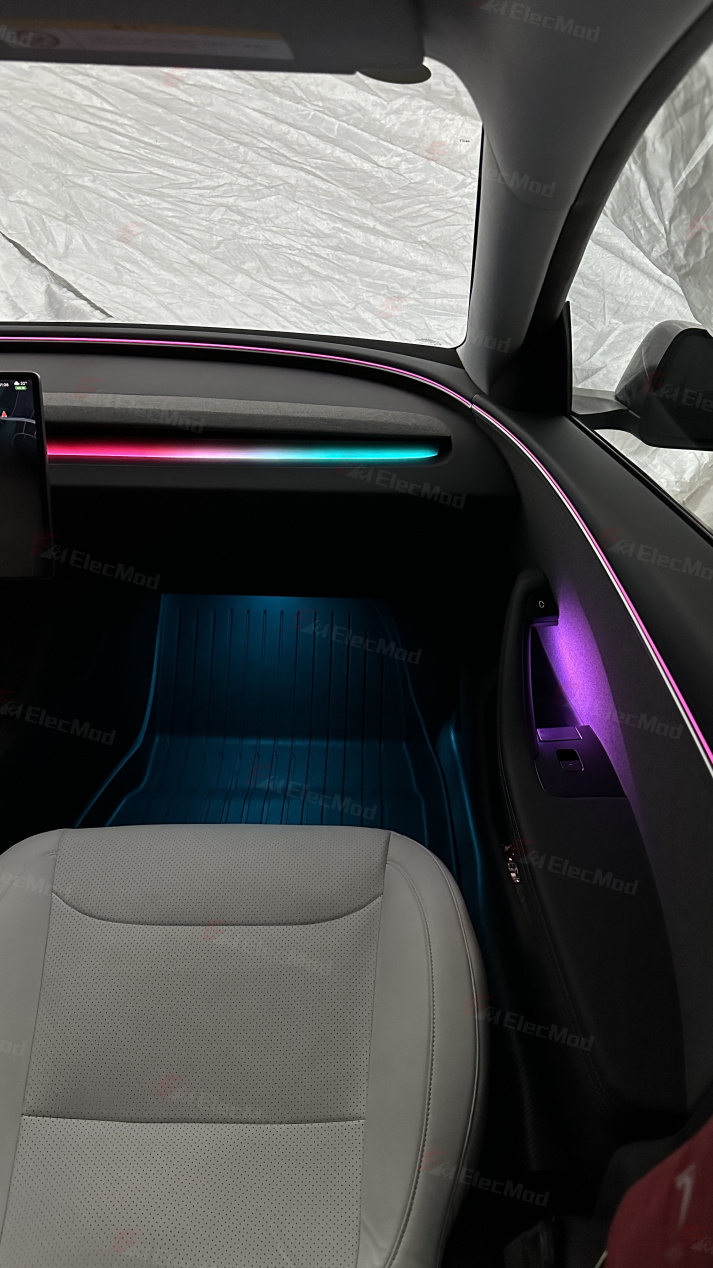 Dynamic RGB Ambient Lighting Upgrade for Tesla Model 3 Highland | ElecMod