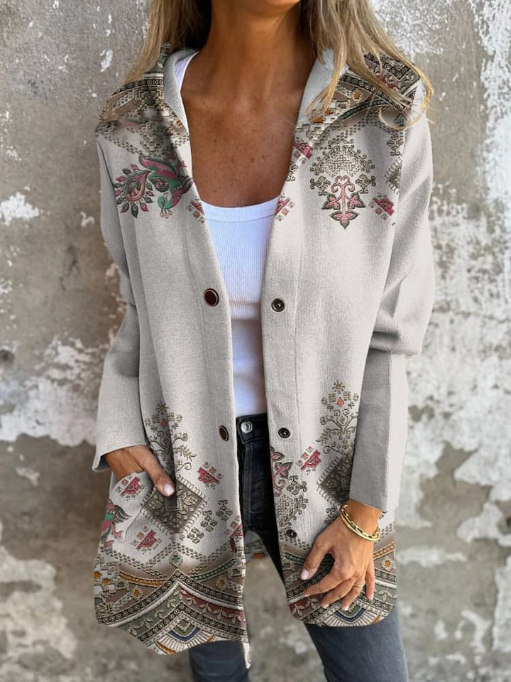 Symmetrical Retro Decorative Pattern Casual Coat – Bhyake