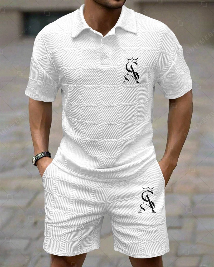 Men's Simple Textured Summer Polo Shirt Set 250 – Oapek