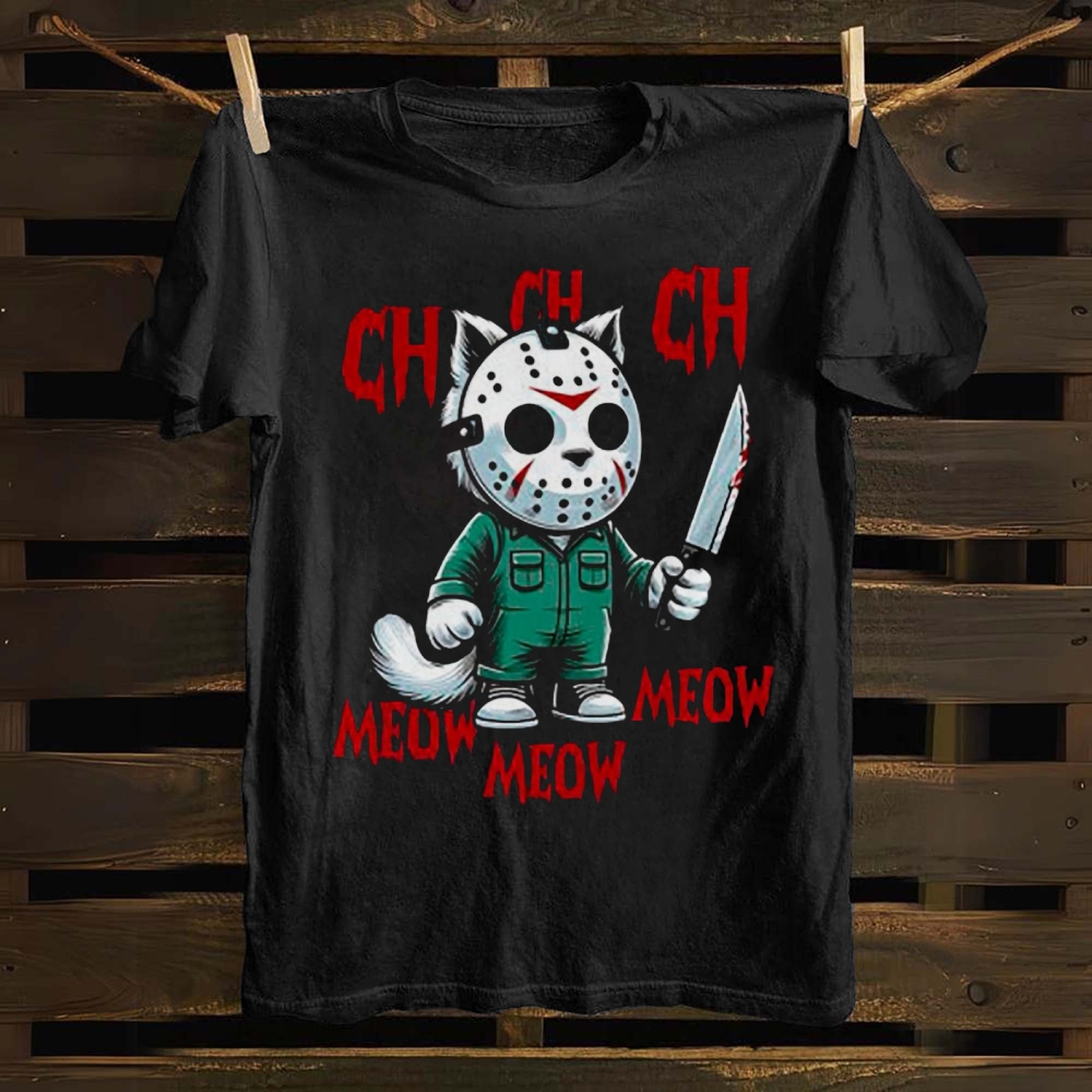 Unisex cotton Jason Voorhees Cat T-shirt