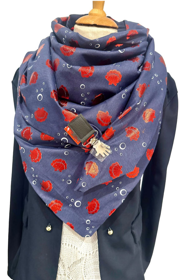 Deep blue coral red ocean scarf – casearty