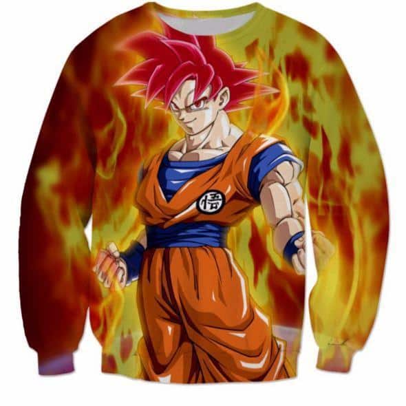 3D Printed Dragon Ball Goku Fire Flame Sweatshirt – MensCompressionShirt