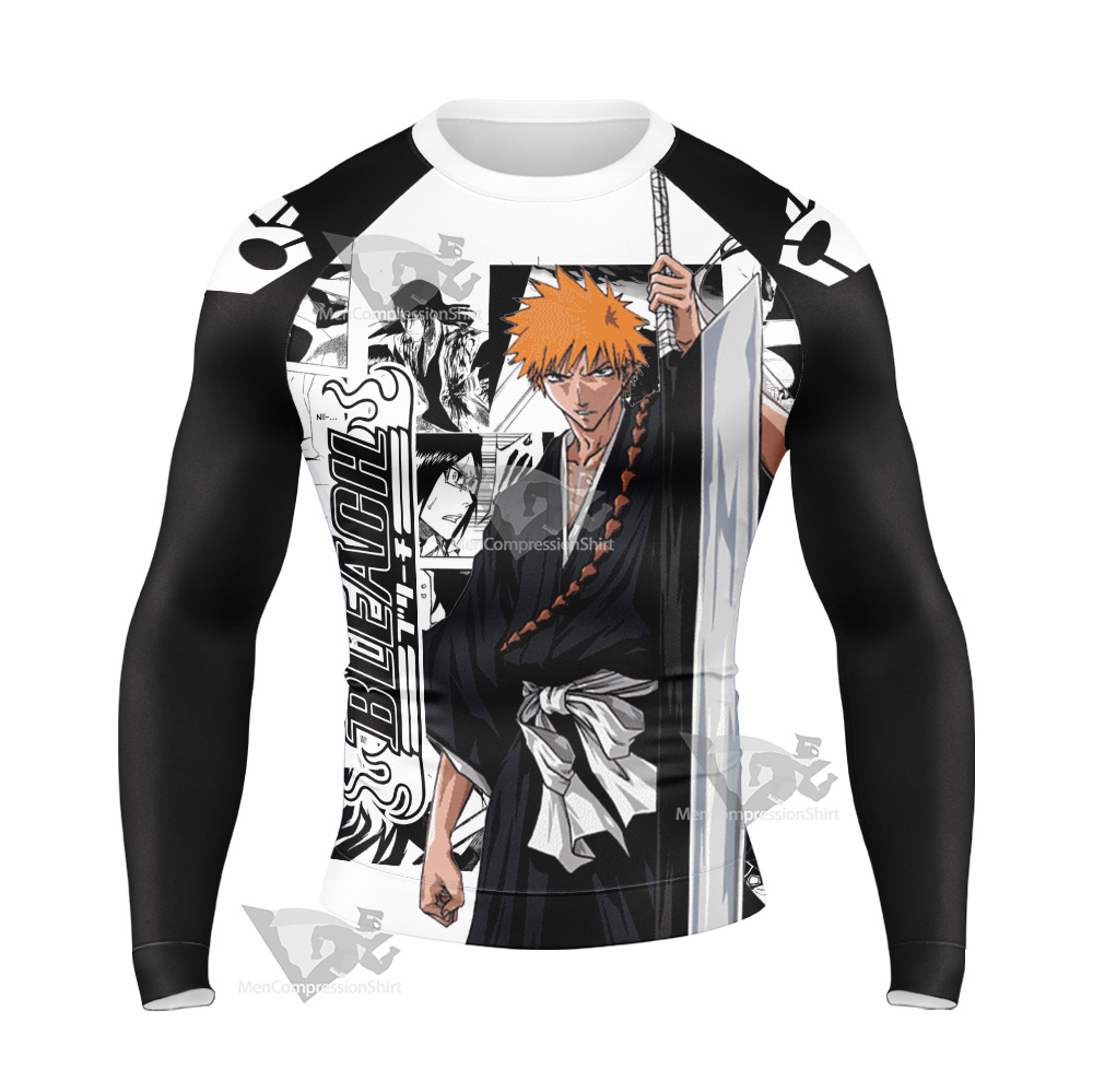 Bleach Ichigo Bleach Splash Ink Long Sleeve Compression Shirt ...
