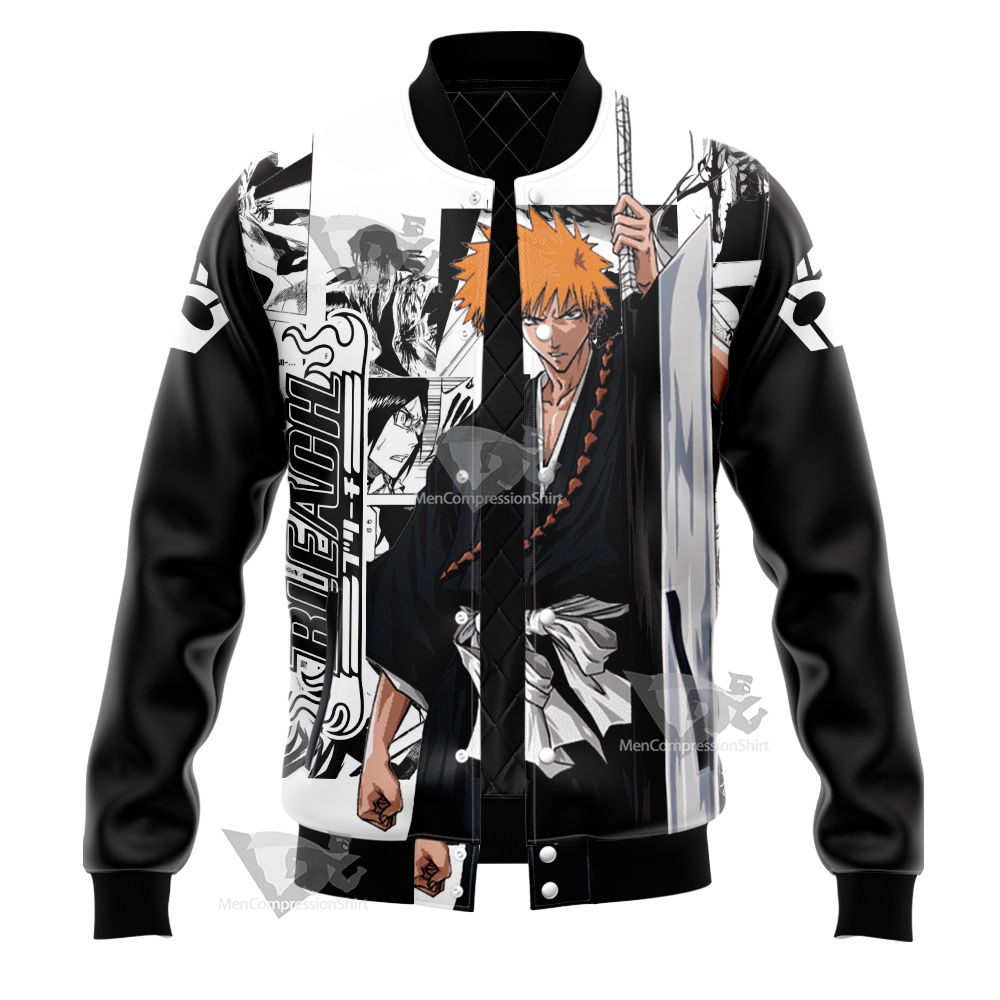 Bleach Ichigo Bleach Splash Ink Varsity Jacket – MensCompressionShirt