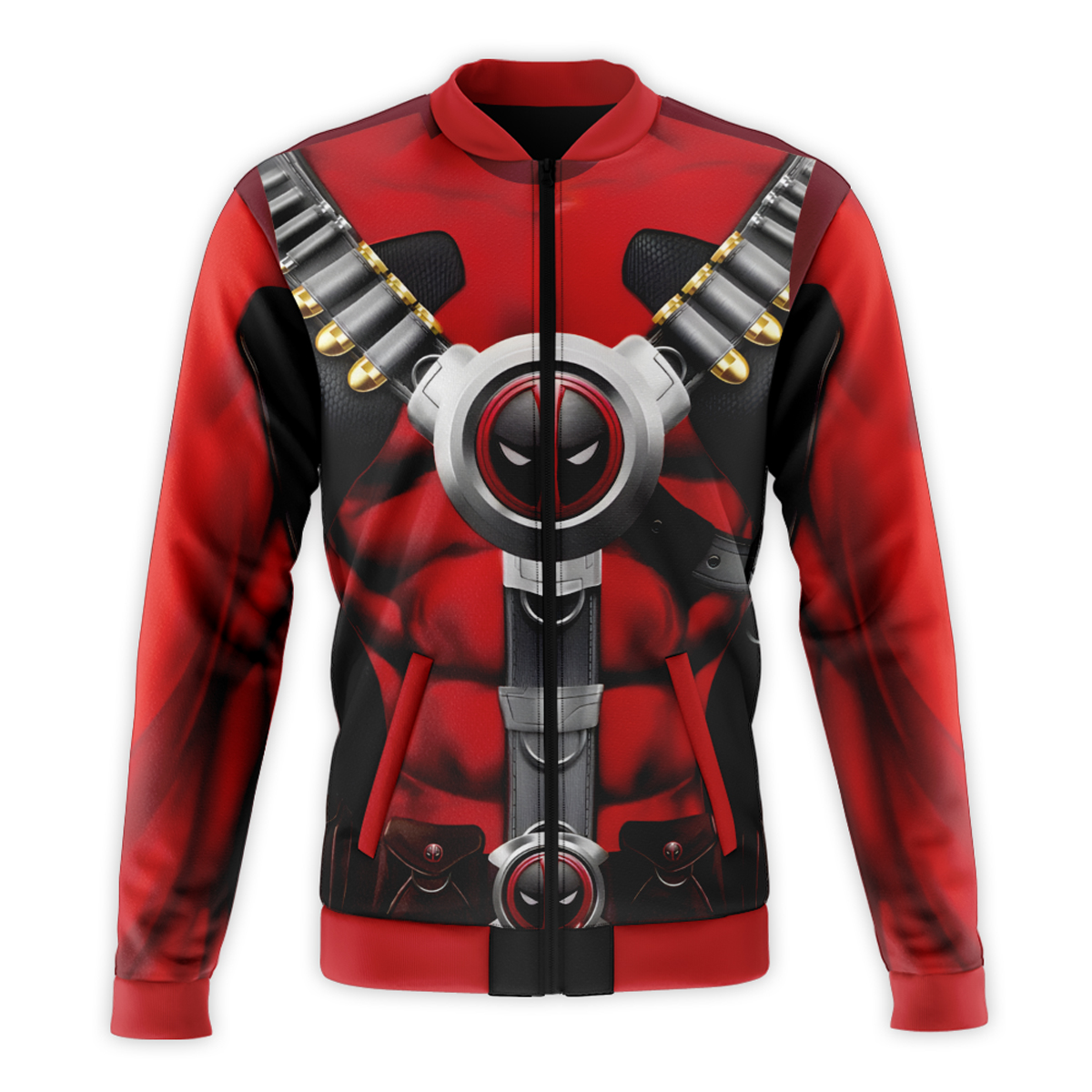 Deadpool Bullet Red Black Bomber Jacket – MensCompressionShirt