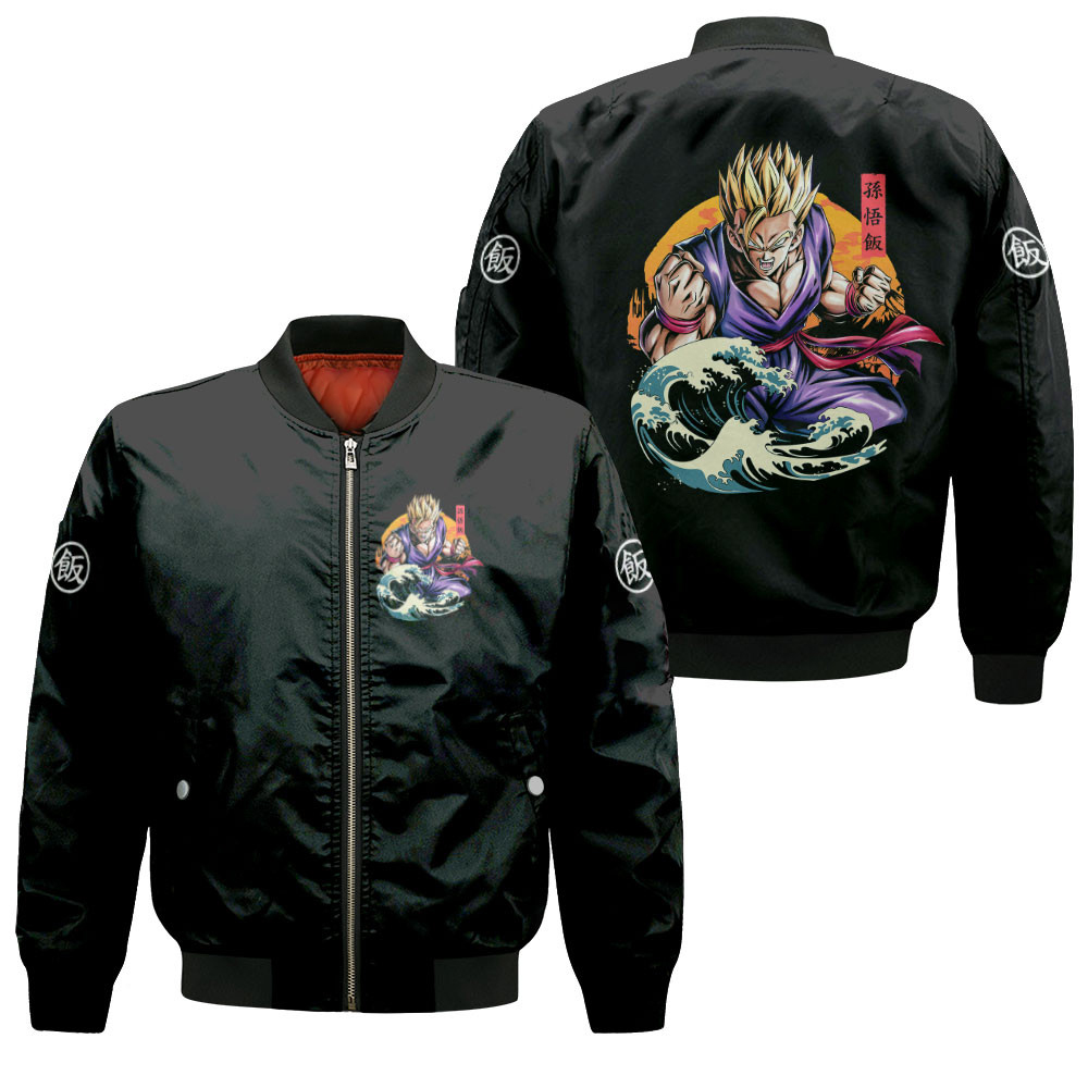 Gohan Anime Bomber Jacket Japanese Kanagawa – MensCompressionShirt