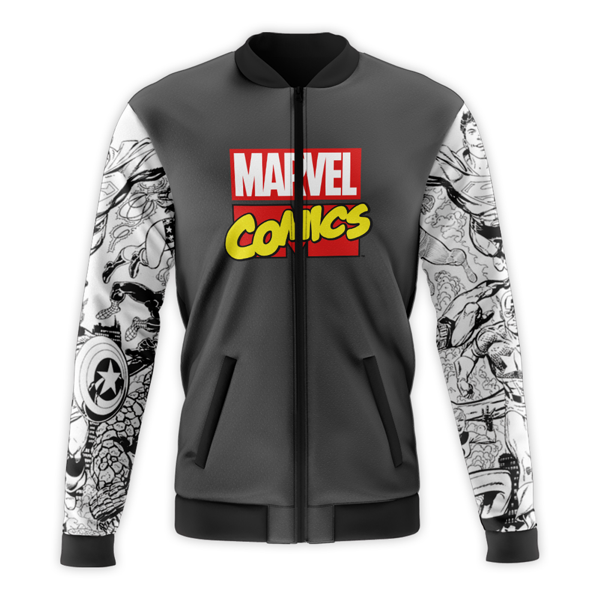 Marvel Comics Symbol Bomber Jacket – MensCompressionShirt