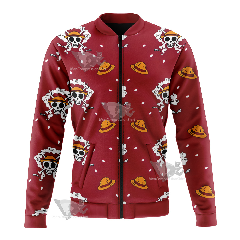 One Piece Monkey D Luffy Hat Skull Flag Bomber Jacket ...