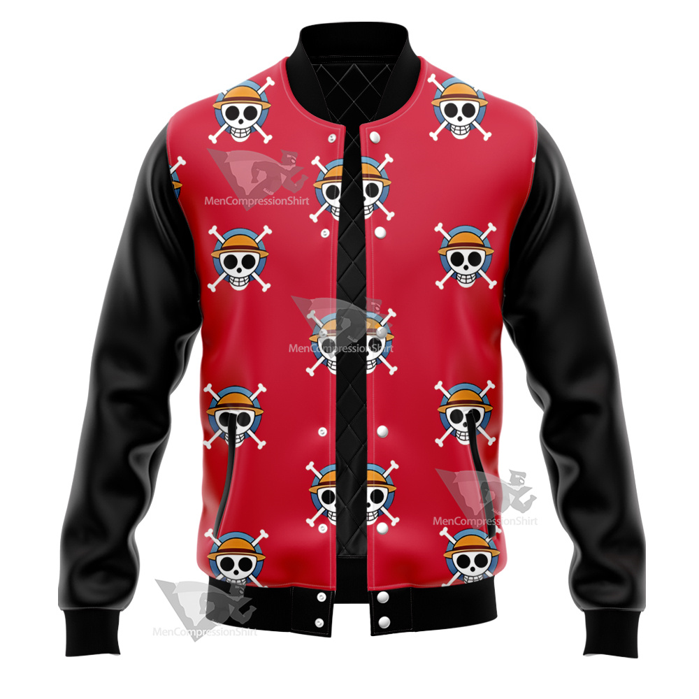 One Piece Monkey D Luffy Skull Flag Varsity Jacket – MensCompressionShirt