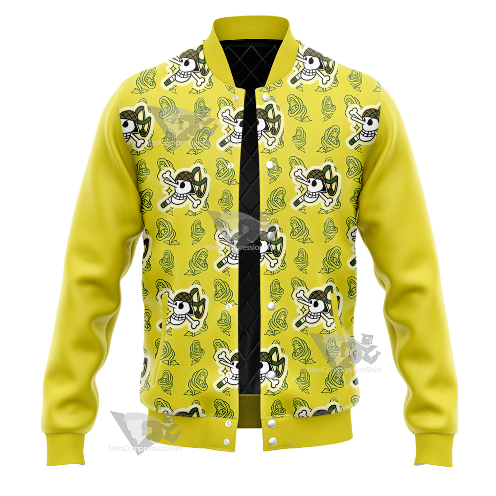 One Piece Usopp Skull Flag Varsity Jacket – MensCompressionShirt