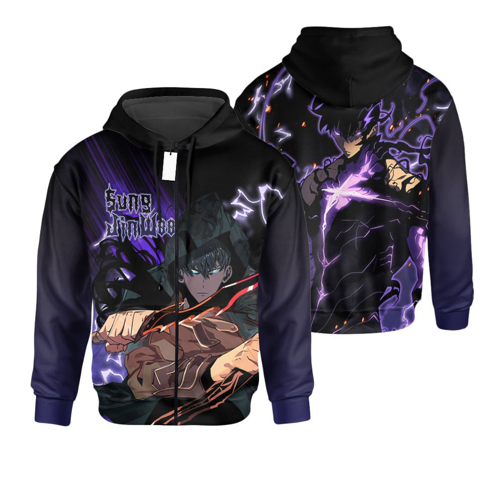 Sung Jin Woo Anime Zip Up Hoodie – MensCompressionShirt