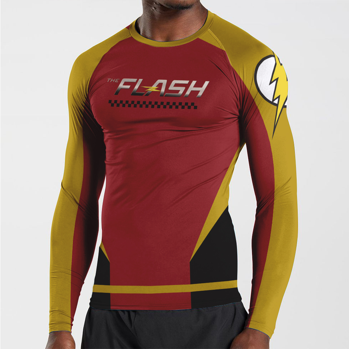Superhero Flash Symbol Red Long Sleeve Compression Shirt ...
