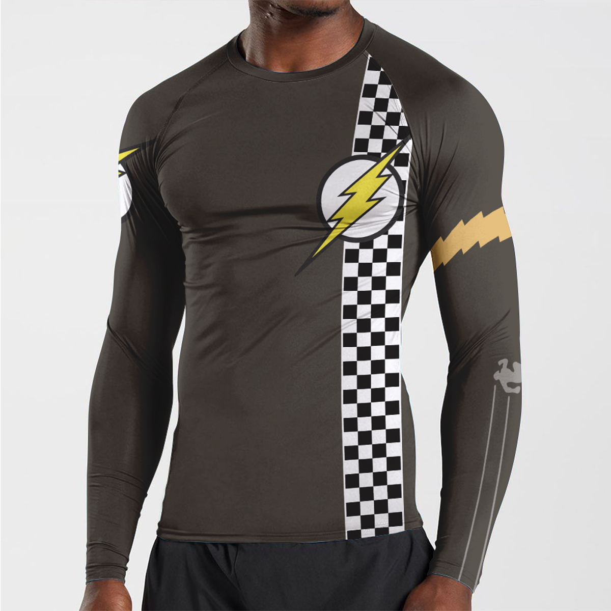 Superhero The Flash Symbol Brown Long Sleeve Compression Shirt ...