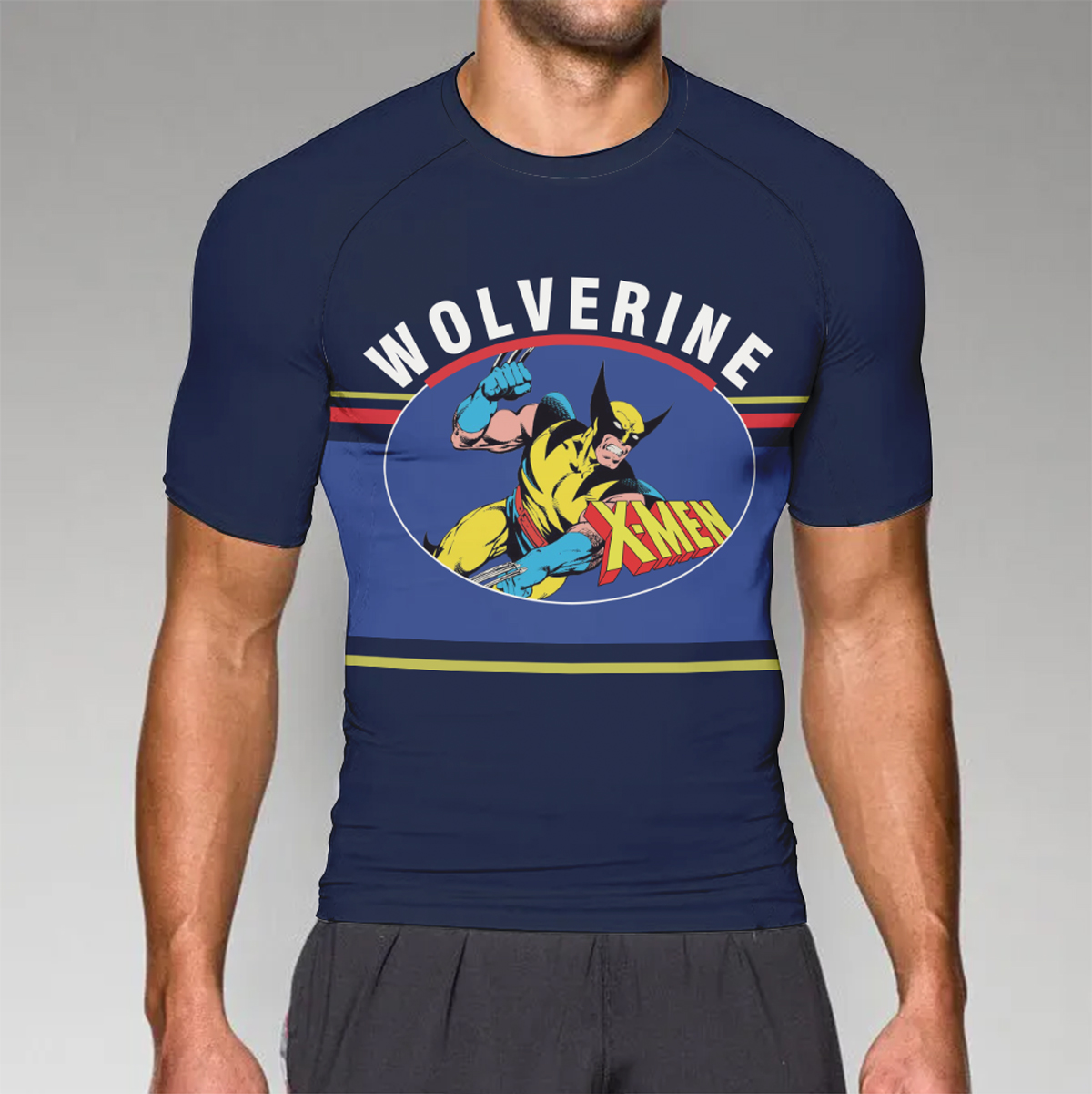 Superhero X Men Wolverine Symbol Short Sleeve Compression Shirt ...