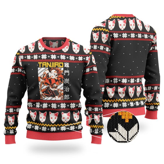 Tanjiro Fox Mask Pattern Art Anime Ugly Xmas Sweater – MensCompressionShirt