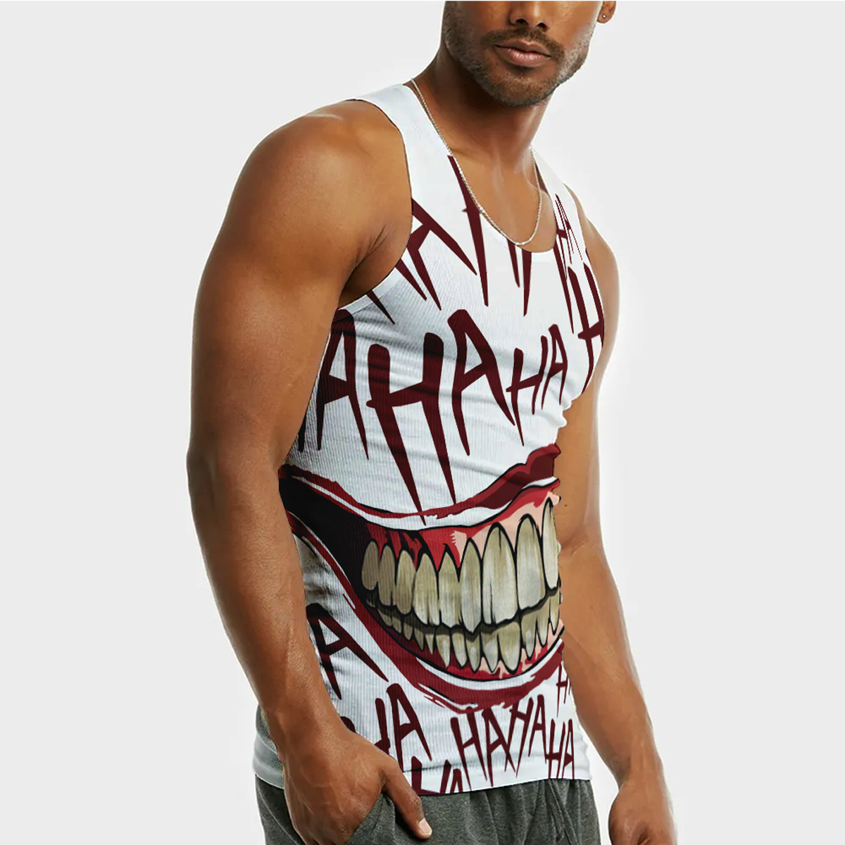 The Joker Symbol White Sleeveless Compression Shirt – MensCompressionShirt