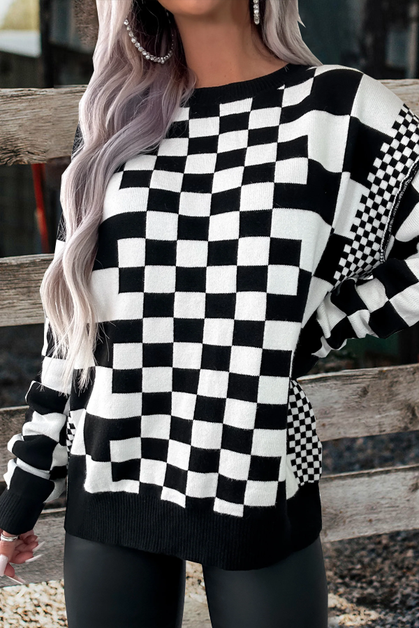Women's Checkered Sweater – Lingofeels