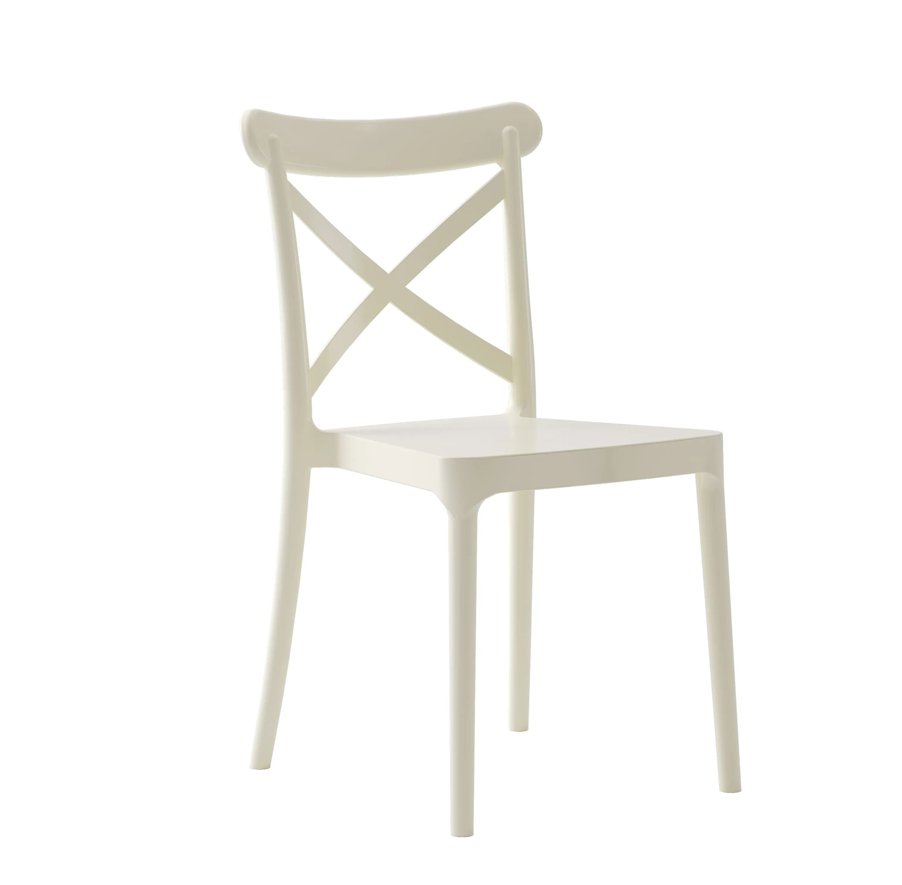 Cream Plastic Cross Back Dining Chair