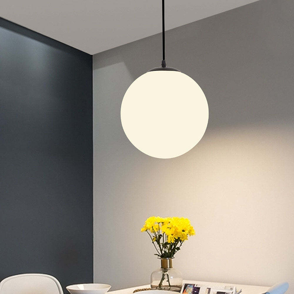 Minimalist Pendant Light | White Ball Glass Kitchen Pendant Lamp ...