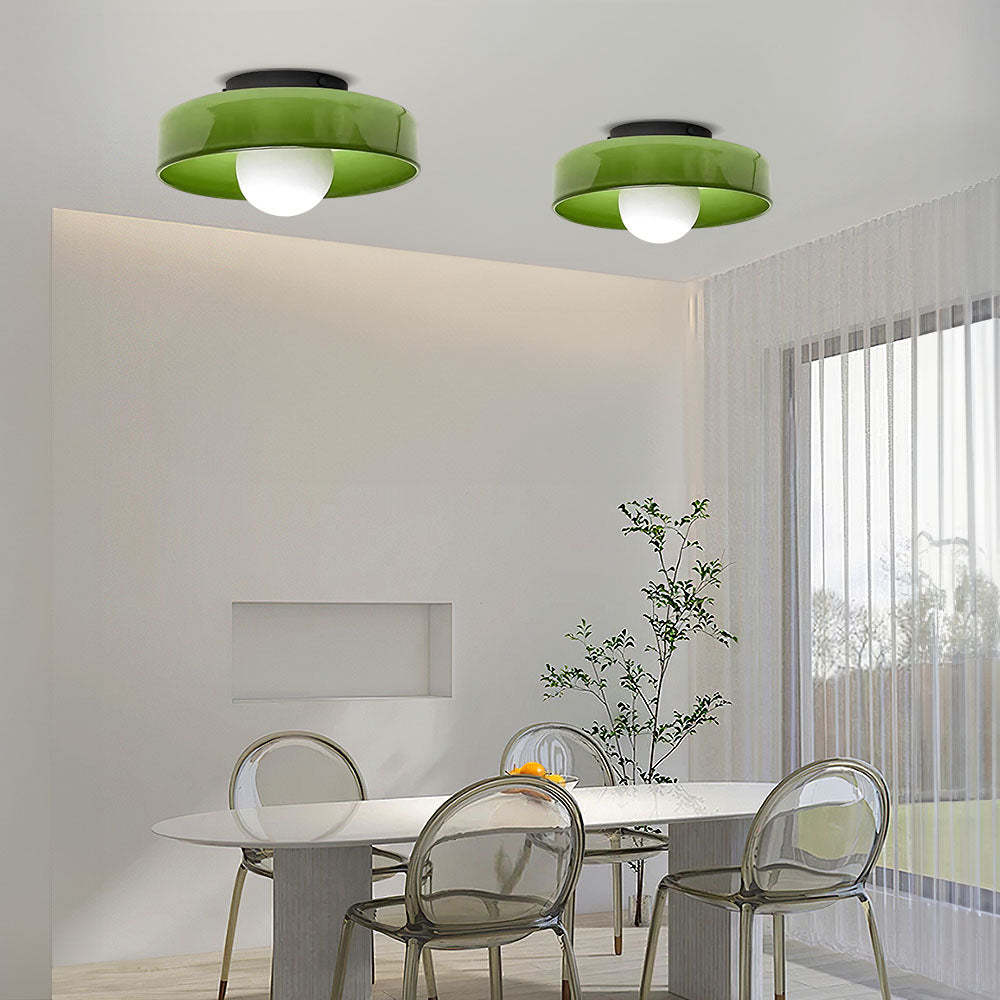 Homdiy Flush Mount Ceiling Light Modern Green Glass Ceiling Lamp For ...